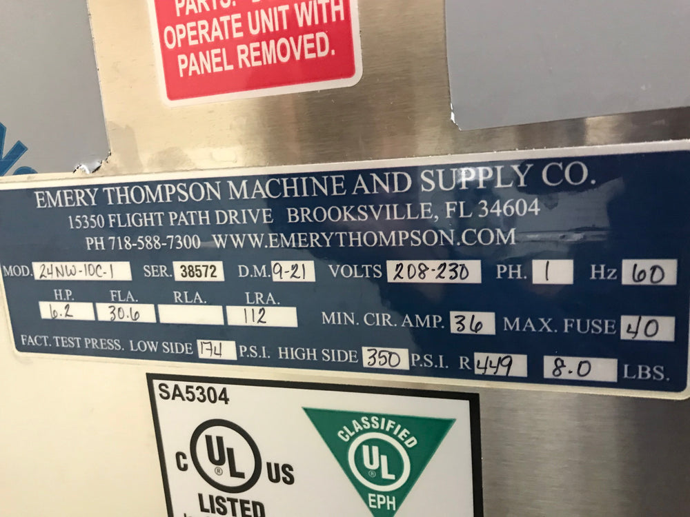 2021 Emery Thompson 24NW-IOC 24 quart batch freezer 1PH Water Cooled